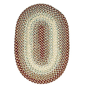 Super Area Rugs Braided Rugs Farmhouse Kitchen Rug - Ridgewood Braided Rug for Living Room - Reversible - Washable - Made in USA - Burgundy/Beige, 2' X 3' Oval