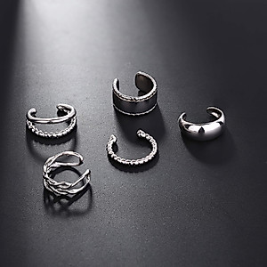 IRONBOX 9Pcs Ear Cuff Earrings for Women 14K Silver Ear Cuff Non Piercing Cartilage Clip Cuff Earrings Fake Earrings