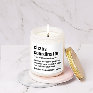 SINSUFUR Chaos Coordinator Gifts for Women Men, Appreciation Gifts for Coworker, Manager, Leader, Boss - Boss Lady Gifts for Women, 7oz Lavender Scented Candles