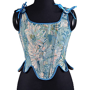 Womens Sexy Bustier Corset Y2K Eyelet Lace-up Floral Print Push Up Crop Tops Vintage Tank Top Party Clubwear Bodice X-Large