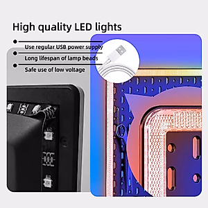 TINLOK LED Gaming Desk Pegboard,Clamp-on Gaming Desk Organizer,USB Powered,LED Light Desk Pegboard with Music Sync,22.2 x 14.5inch,Black 2PCS