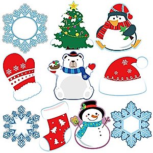 50 Pieces Winter Cutouts Snowflake Penguin Snowman Classroom Decoration Colorful Christmas Party Decorations Supplies for Bulletin Board Classroom School Winter Theme Party