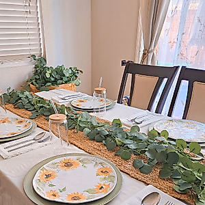 CQURE 14 Pack Eucalyptus Garland, Artificial Greenery Garland Spring Garland Faux Eucalyptus Leaves Table Garland Vines for Wedding Backdrop Fireplace Arch Door Wall Room Decor（98FT）