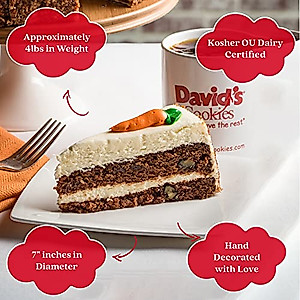 David's Cookies Layered Carrot Cake 10" - Pre-sliced 14 pcs. Fresh Gourmet Bakery Dessert With Rich Cream Cheese Frosting, Easter Food Gift Idea for Women, Men, Kids - Easter Snacks Cake for Delivery