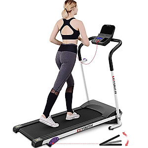 GOYOUTH Folding Treadmill for Home Electric Motorized Workout Foldable Running Machine Portable Compact Treadmills Jogging Machine for Running and Walking Exercise Fitness, Free Installation
