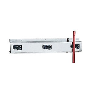 Bobrick 223x24 304 Stainless Steel Mop and Broom Holder, Holds 3 Mops, Satin Finish, 24" Length x 5" Height