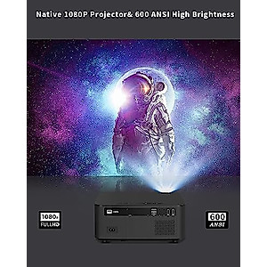 1080P Native 5G Projector with WiFi and Bluetooth,FunFlix 600 ANSI High Brightness Projector,Movie Outdoor Projector,4K Support, 300 Inch,Dust-Proof Projector for HDMI, USB, Phone, Laptop, TV Stick