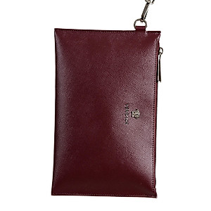 Versace 100% Leather Burgundy Women's Wristlet Clutch