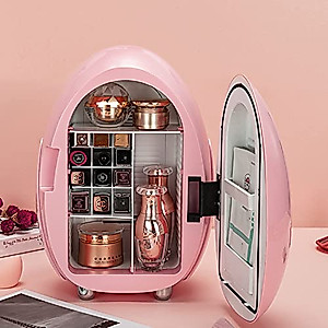 Mini Fridge Skincare Fridge Portable Small Refrigerator Cooler for Skincare Beverage Food Cosmetics Home Bedroom for Christmas,Gold