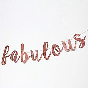 55 & Fabulous Banner, Happy 55th Birthday Bunting Sign, Hello 55/Cheer to 55 Years Birthday/Anniversary Party Decoration Supplies, Rose Gold Glitter