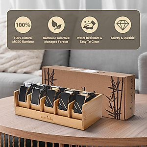 EcoChum Bamboo Belt Organizer Box - Storage Grid to Display 5 Belts - Belt Organizer for Closet and Drawer Organizers, Mount Rack for Wall - Belt Holder for Men and Women (Natural Bamboo)