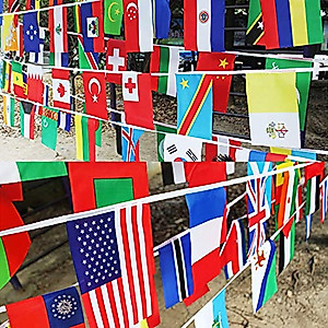 AMAPON 200 Countries Flags,164 Feet World Flags,Decorations International Flags,World Party Decoration,World Cup Olympics Flags,String Flags,Bunting Banner Bar-Sports Clubs-Grand Opening