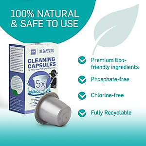 KLEANPERK 5 Pack Compatible Nespresso Cleaning Pods for Nespresso Original Machines I Cleaning Kit for Better Tasting Coffee I Nespresso Machine Cleaner I Easy and Safe to Use