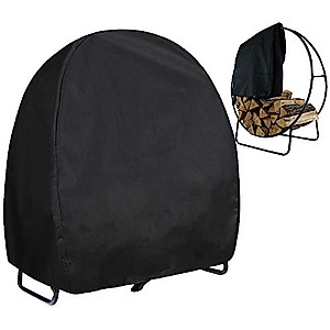UCARE Firewood Log Holder/ Rack Cover Waterproof 24in Round Firewood Log Hoop Storage Covers for Outdoor Patio Garden Woodpile Protection (S: 24x24x25in/ 61x61x63.5cm)