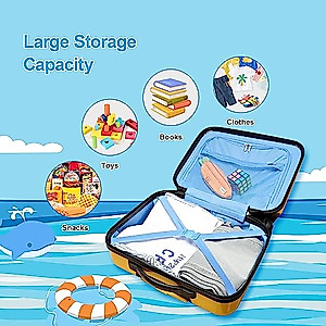 GinzaTravel 3D Little Whale Cute Children's Luggage Sit and Ride Trolley Case 18-inch Universal Wheel Travel Case for Boys and Girls