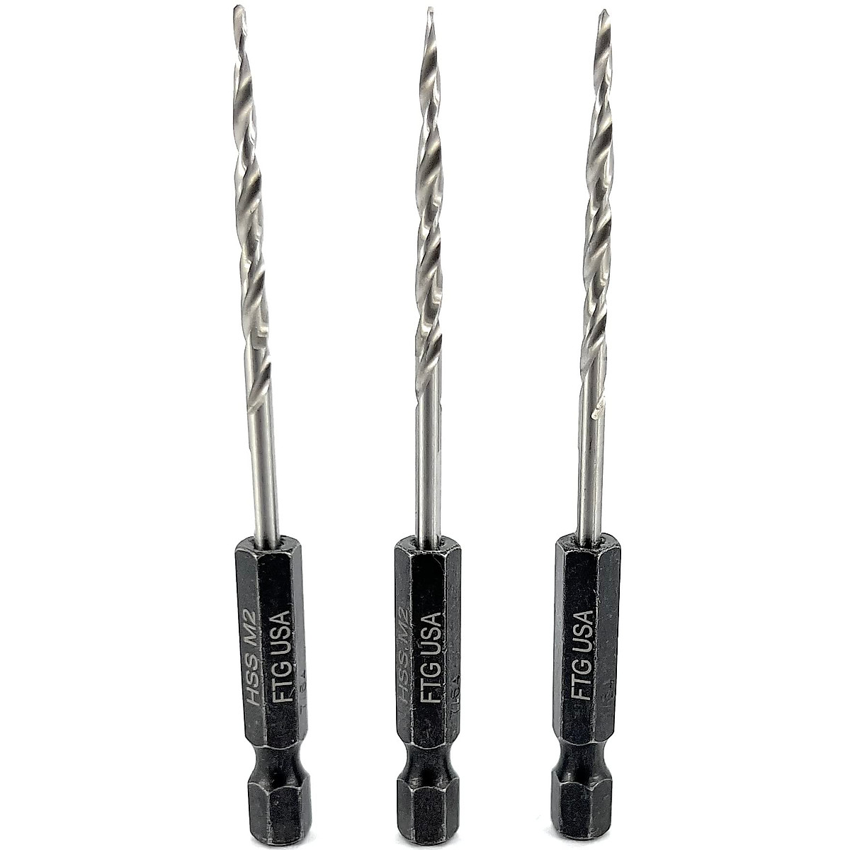 FTG USA Tapered Countersink Drill Bit Set 3 Pc #4 (7/64") Tapered Drill Bit Replacement, Countersink Bit Same Size for Wood Countersink Drill Bits