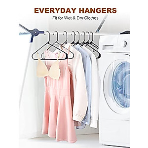 Jersow Black Plastic Hangers 60 Pack, Clothes Hangers Space Saving, Heavy Duty Coat Hangers for Closet, Non Slip Clothing Hangers with Hooks, Black Hangers for Coat, Shirt, Short, Suits