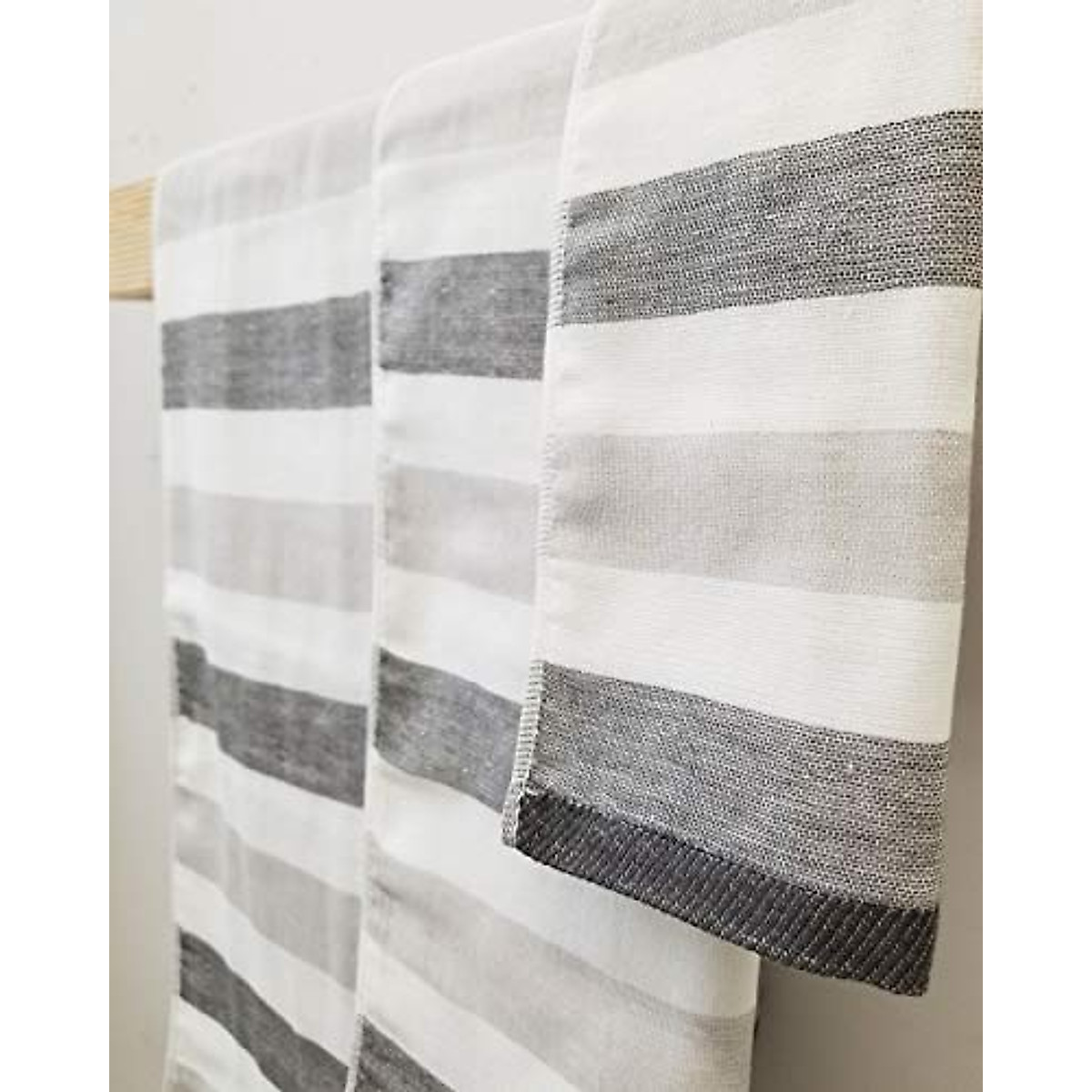 IPPINKA Senshu Japanese Towel, Ultra Soft, Quick-Drying, Two-Tone Stripes, Grey (Set of 3 Towels)