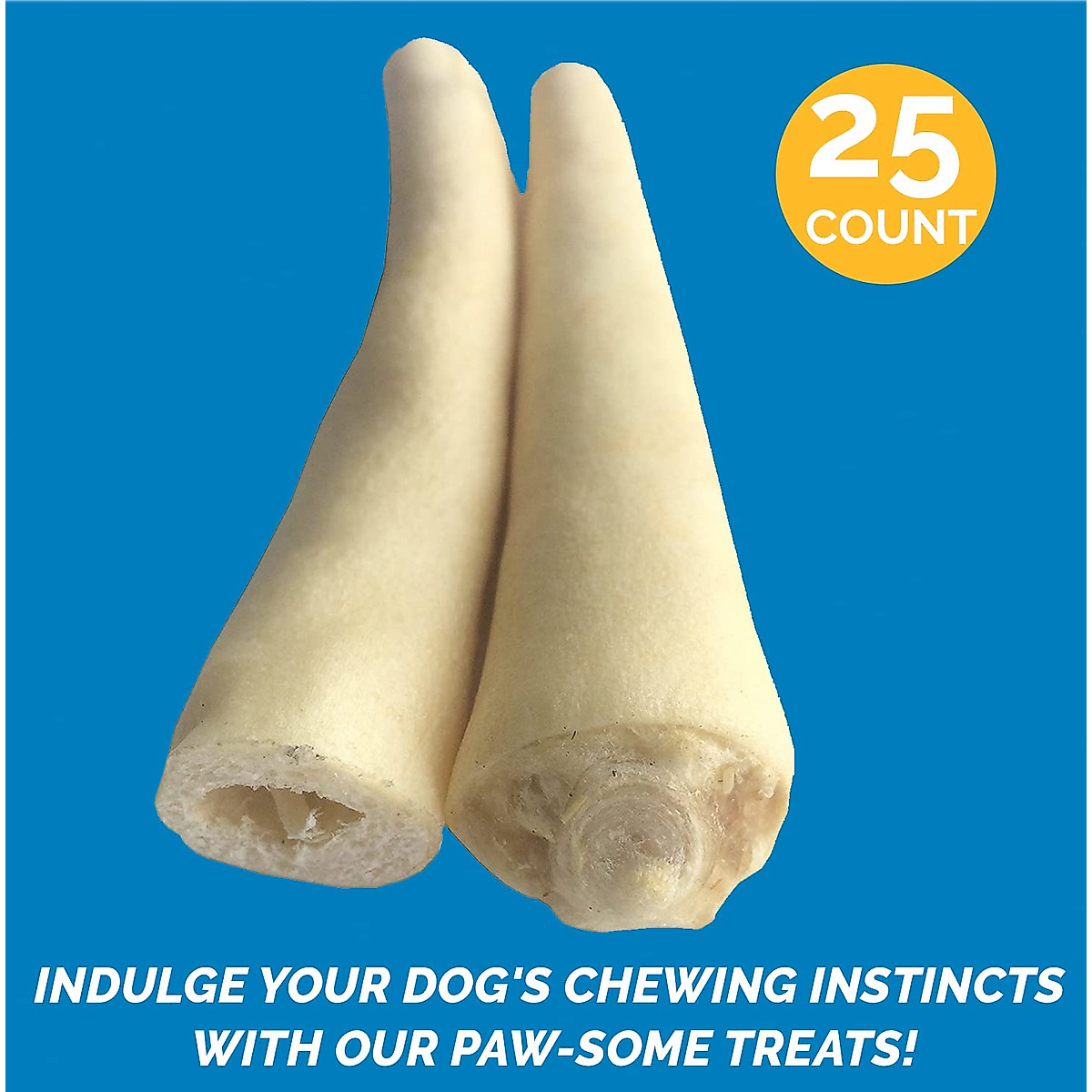 123 Treats - Ox Tail for Dogs 5-6" - (25 Count) | 100% Natural Dog Chews from Free Range Grass Fed Beef Bull Tail