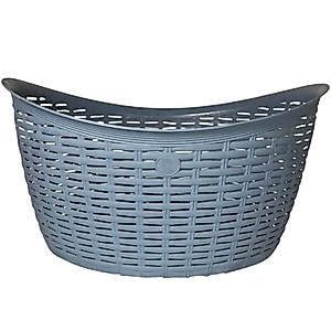 Elly décor Rattan 7.9 gallons Oval Plastic Laundry Basket, Laundry Basket with Cutout Handles, Washing Bin, Dirty Clothes Storage, Bathroom, Bedroom, Closet, 30 lts Blue