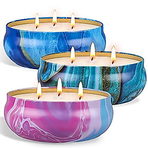 Citronella Candles Outdoor Large, 3 Wick Soy Wax Candle for Patio, 3 Pack 55oz, Up to 240hrs Burning, Scented Jar Candles Bulk Set for Indoor, Home Garden Yard Balcony Summer Camping