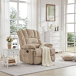 Dreamsir Oversized Rocker Recliner Chair for Adults, 360° Swivel Recliner Chair Ergonomic Chair, Overstuffed Manual Rocking Recliner for Living Room, Theater Seating Single Sofa Chairs(Sandy)