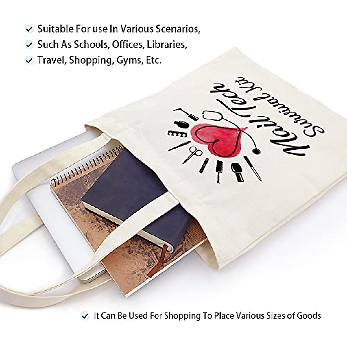 ZHANTUONE Canvas Tote Bag Gift，Nail Tech Survival Kit，Nail Technician Gifts，For Women Manicurist Gift，Nail Graduation Gift， Funny Birthday Gifts，For Nail Tech Multipurpose Canvas Tote Bag Gift