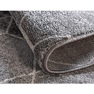 Unique Loom Trellis Frieze Collection Area Rug - Geometric (4' Square, Light Gray/ Ivory)