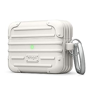 elago Suit Case Compatible with AirPods Pro Case [White] - Premium Silicone, Shock Absorbing Drop Protection, Supports Wireless Charging, Adhesive Tapes Included