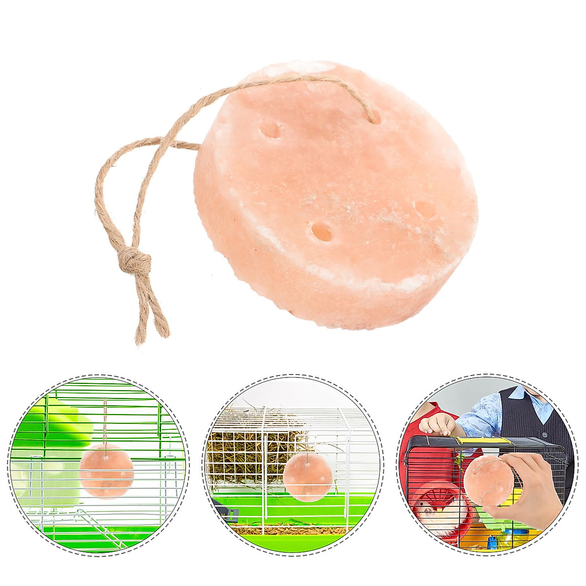 POPETPOP Salt Licks Small Animals Salt Blocks Rabbit Mineral Salt Licks with Rope Hamster Teeth Grinding Stones Natural Bunny Chew Treat Toys for Rats Guinea Pig Ferrets