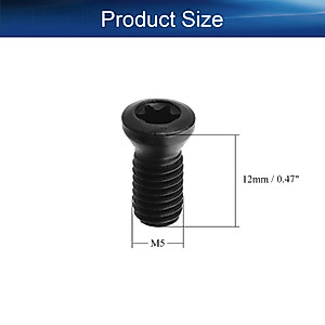 Auniwaig Black Screws Torx M5 x 12mm Carbon Steel Flat Head Socket Head Cap Screws Bolt 12.9 Grade for Replacement 10pcs