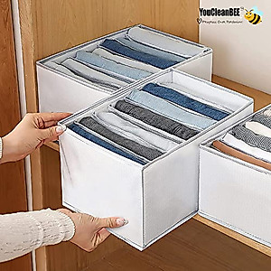 YouClean YouCleanBEE Foldable 2PCS Wardrobe Clothes Organizer 7 Grids Clothing for Folded - Storage box Shirts, Pants, Trousers, Skirts, Bra & Sweaters Replacement White with Gray