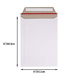 100 Pack 6X8 inch Self Seal Photo Document Mailers Stay Flat White Cardboard Envelopes White Photography Mailers for CD, Photos, Document by ZMYBCPACK
