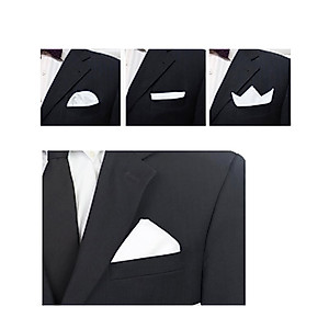 3-Pk Mens Cotton White Pocket Square with Color Border(10 Colors)