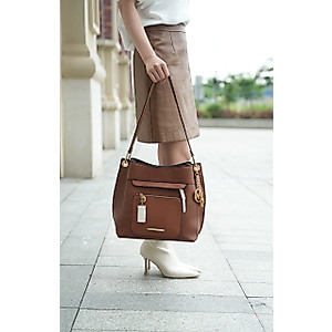 MKF Collection Hobo Handbag for women- Vegan Leather Shoulder bag and Wristlet Purse Taupe