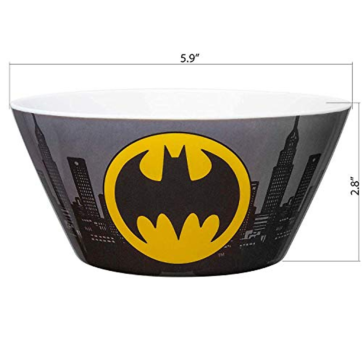 Zak Designs DC Comics Kids' Soup Bowl, Made with Durable Melamine Material Perfect Dinnerware for Indoor/Outdoor Activities (27 oz, BPA-Free, Batman)