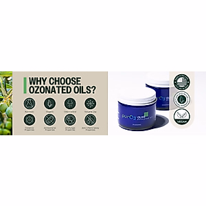 Pur O3 Fully Ozonated Olive Oil - Pure, Natural, Organic Ozonated Oil - Olive Oil Skin Care from Ozonated Oil, Oxygenated Olive Oil - Ozone Oil in a Glass Jar, 2 oz
