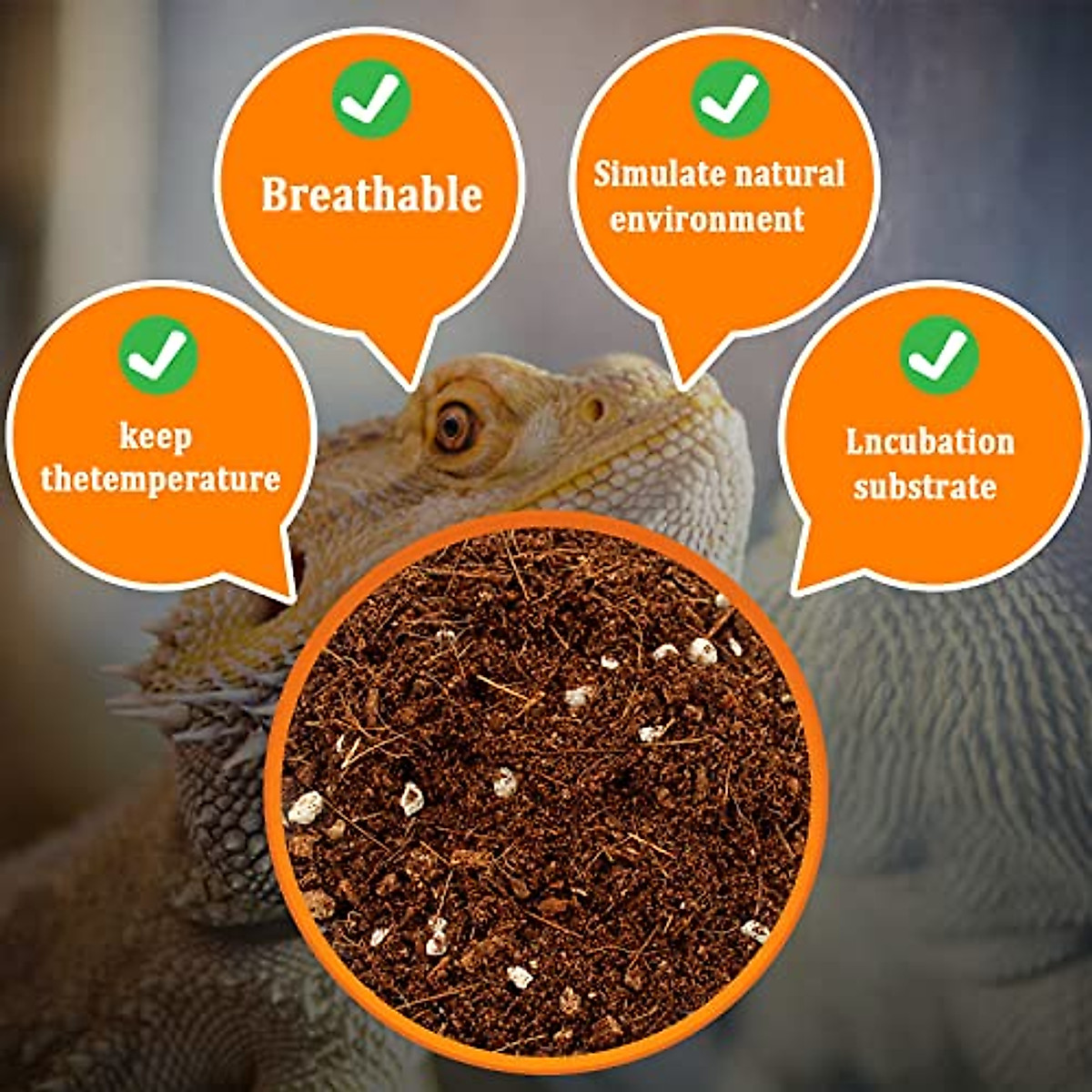 Hamiledyi Reptile Coconut Fiber Substrate Hibernant Soil Mix Perlite Vermiculite 3 in 1 Terrarium Bedding for Lizard Tortoise Chameleon Snake Iguanas Geckos Forg