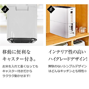 アスベル Asbel A7528 Rice Bin Unwashed S Measuring Rice Bin Can Be Decomposed 26.5 lbs (12 kg), White, Washable