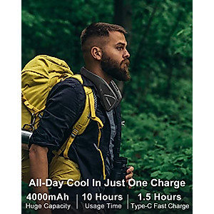 CreakStone Neck Fan Portable, Bladeless Personal Fan, Angle Adjustable, 4000mAh Rechargeable Battery Powered, Mini Small Fan 3 Speed Neck Cooler For Women Men Kids Outdoor Indoor Hands Free Travel