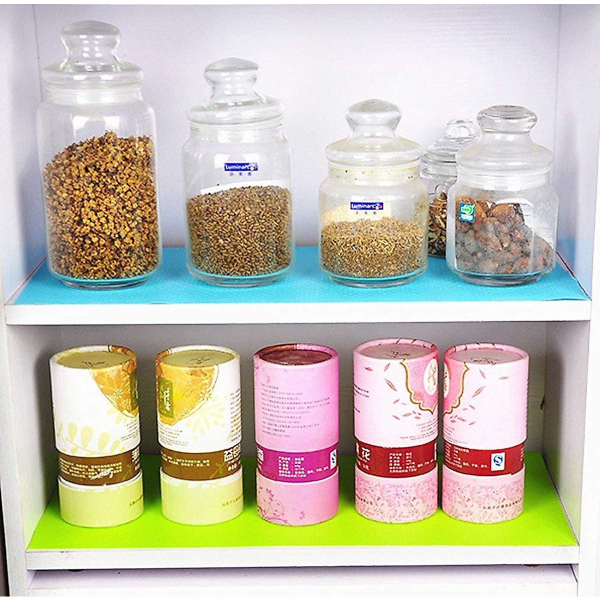 MULLSAN Can be Cut Wire Shelving Papers Mats Vinyl Shelf Liners for Kitchen Cabinets,Drawer,Refrigerator Lining,17.7''X60'' (Blue)