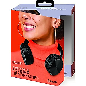 Coby Metal Folding Bluetooth Headphones | Over Ear Headphones Wireless Bluetooth | Portable Ultra-Modern Folding Design | Wireless Headphones with 10-Hour Battery Life, 49 feet Distance (Black)