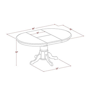 East West Furniture KET-BLK-TP Kenley Modern Kitchen Table - an Oval Dining Table Top with Butterfly Leaf & Pedestal Base, 42x60 Inch, Black & Cherry