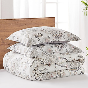 Levtex Home - Ophelia Blush Duvet Cover Set - King Duvet Cover + Two King Pillow Cases - Floral - Taupe Grey Cream Blush - Duvet Cover (106 x 94in.) and Pillow Case (36 x 20in.) - Rayon