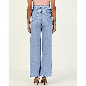 SySea Women's Straight Jeans Casual Loose High Waist Solid Wide Leg Ankle Denim Pant, Sky Blue, 4