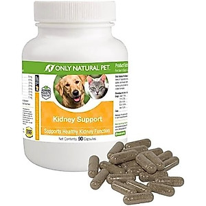 ONLY NATURAL PET Kidney Support Supplement | Supports Urinary Tract & Bladder Health w/Cranberry Extract | Incontinence Prevention (Capsules May be Opened and Contents Mixed w/Food) - 90 Capsules