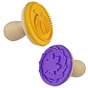 Cookie Stamp Harvest Holiday Food Stamper - Pumpkin and Harvest Leaf Design - Desserts Food or Ink Stampers - 2 Piece Set