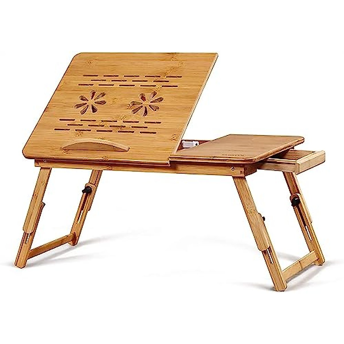 GRALES Laptop Bed Table Portable Folding Adjustable Small Table Computer Notebook Desk Bed with Drawer for Eating Breakfast Reading Foldable Computer Desk