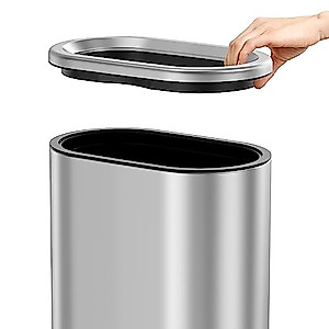 BETHEBEST 15 Liter/4 Gallon Brushed Trash Can with Wastebasket,Stainless Steel Trash Can for Bathroom,Bedroom,Office,Open-Top Garbage Can with 120Count Trash Bags