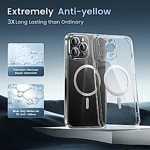 Dysnomia Magnetic Case for iPhone 13 Pro Max Case, Clear Upgraded [Camera Cover] [No.1 Anti Yellowing] [Powerful Magnets], Compatible with MagSafe, Protective Slim Thin Cover, 6.7 inch, Clear